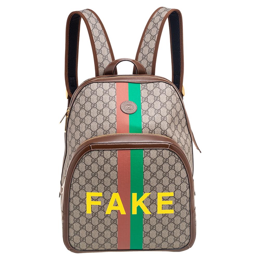 Gucci Logo Drawstring Backpack Printed Leather Large at 1stDibs