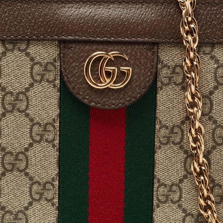 Gucci Beige/Ebony GG Supreme Canvas and Leather Small Ophidia Shoulder ...