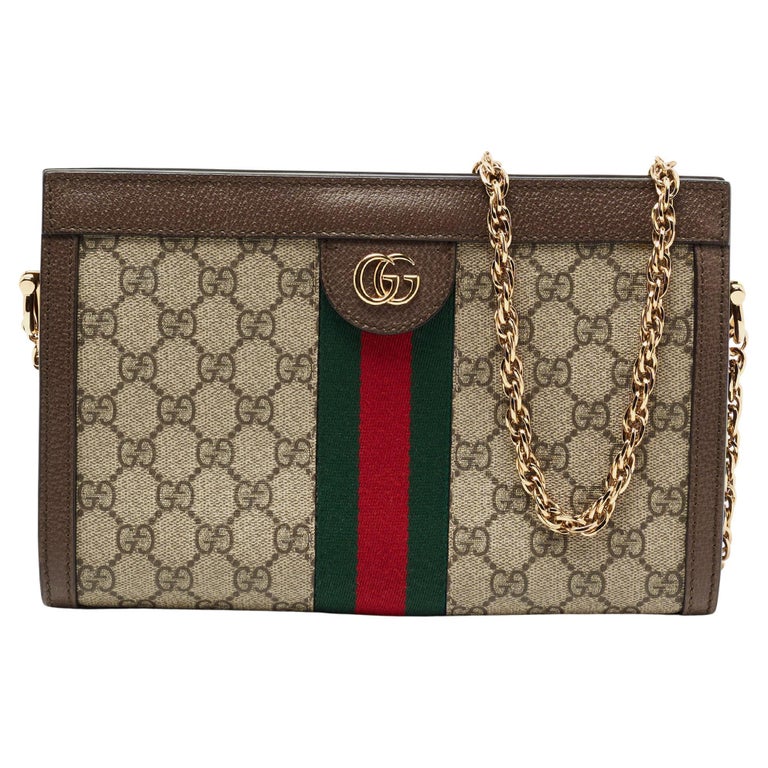 Gucci Beige/Ebony GG Supreme Canvas and Leather Small Ophidia Shoulder ...