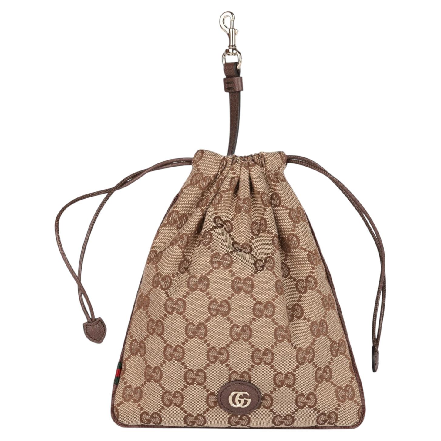 Gucci Beige GG Canvas and Calfskin Leather Minuet Mini Charm Pouch For ...