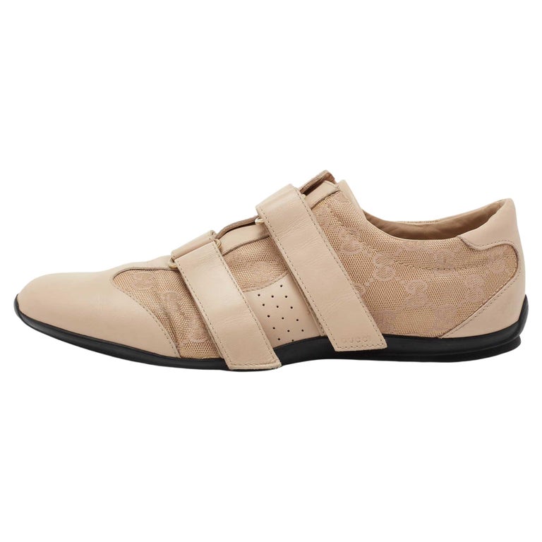 Gucci Beige GG Fabric And Leather Velcro Sneakers Size 41 For Sale at ...