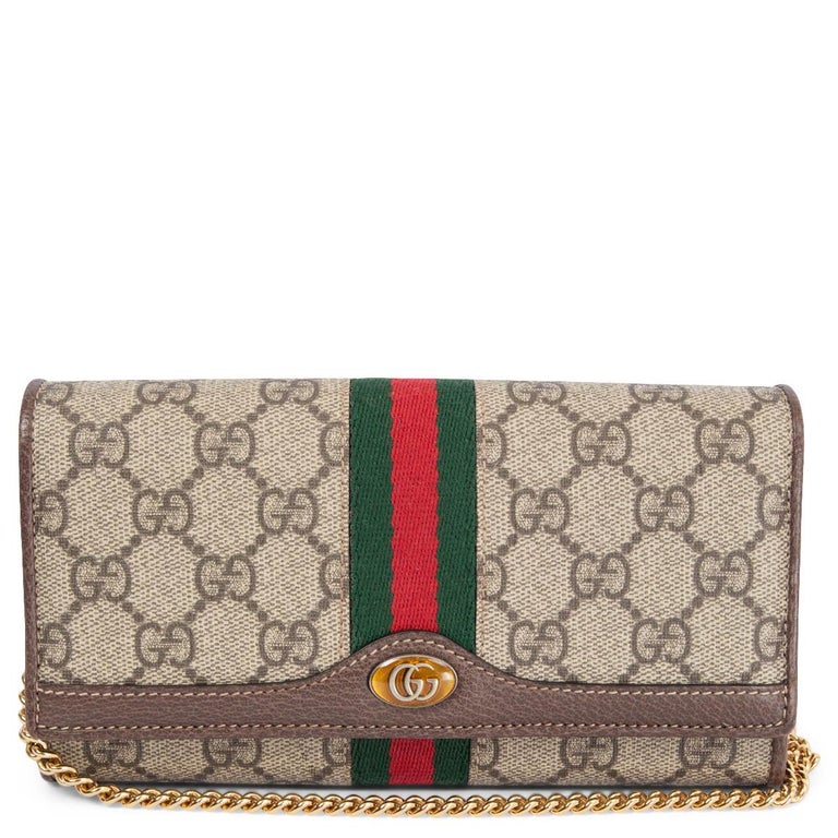GUCCI beige GG Supreme Canvas OPHIDIA CHAIN WALLET Bag WOC For Sale at ...