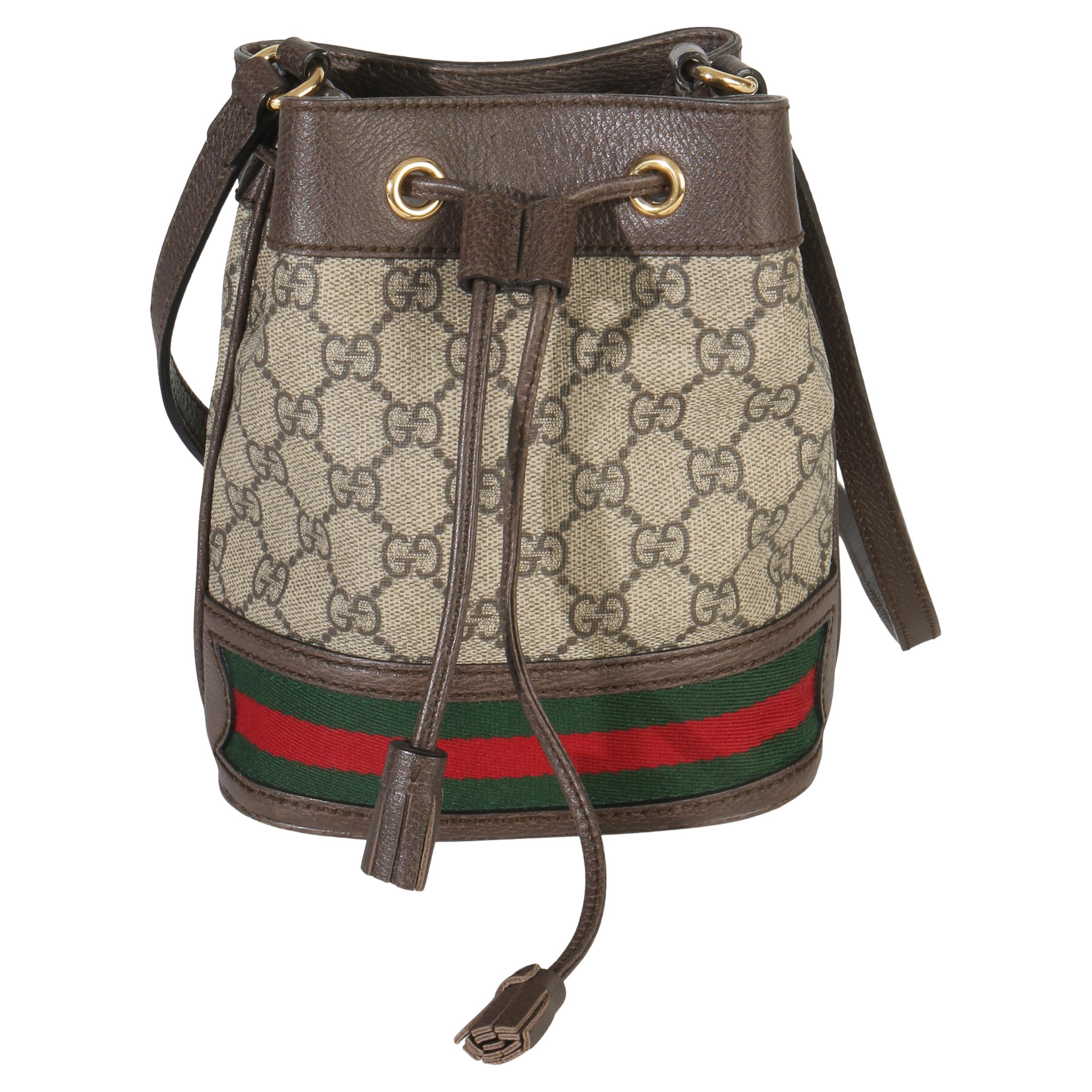 Gucci Beige GG Canvas and Calfskin Leather Minuet Mini Charm Pouch For ...