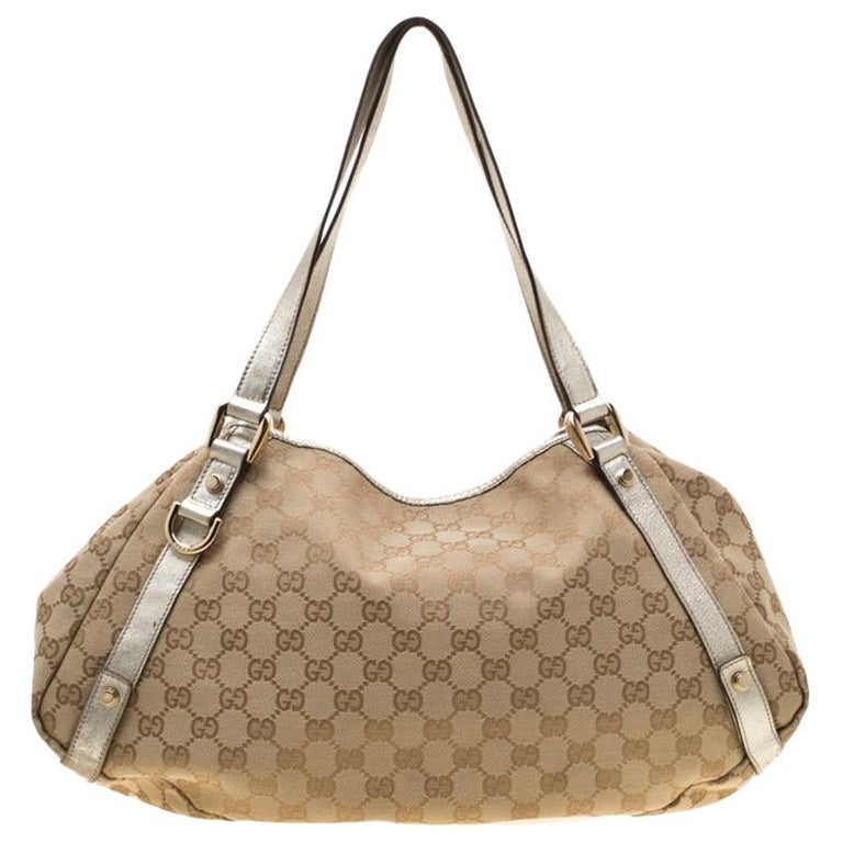 Gucci Beige/Gold Metallic Guccissima Canvas and Leather Medium Abbey ...