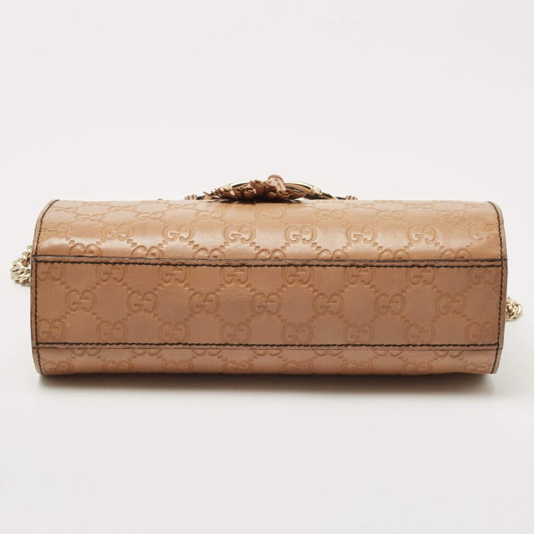 Gucci Beige Guccissima Leather Small Emily Chain Shoulder Bag For Sale ...