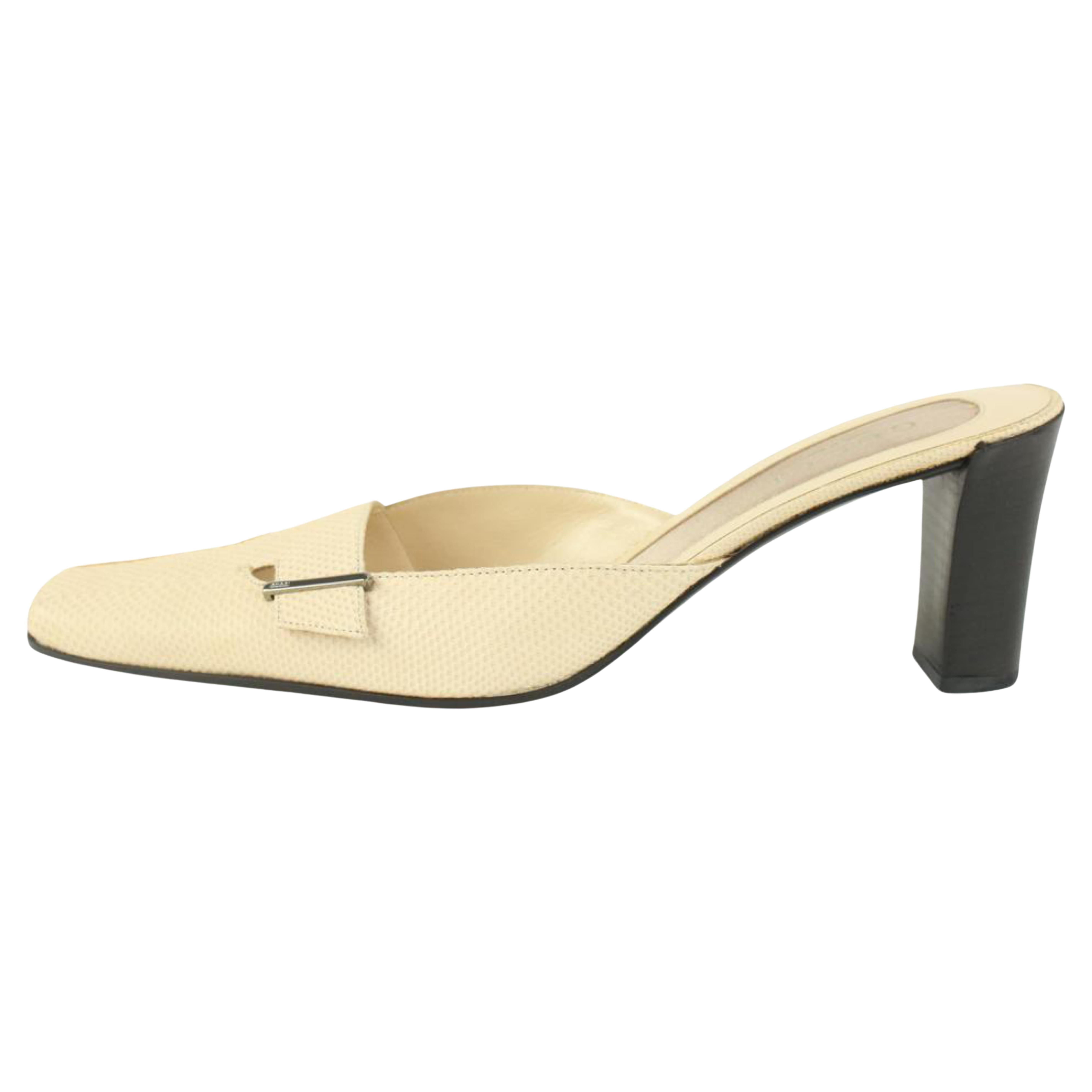 Gucci Beige Karung Snake Mule Heels 1GG1113 at 1stDibs