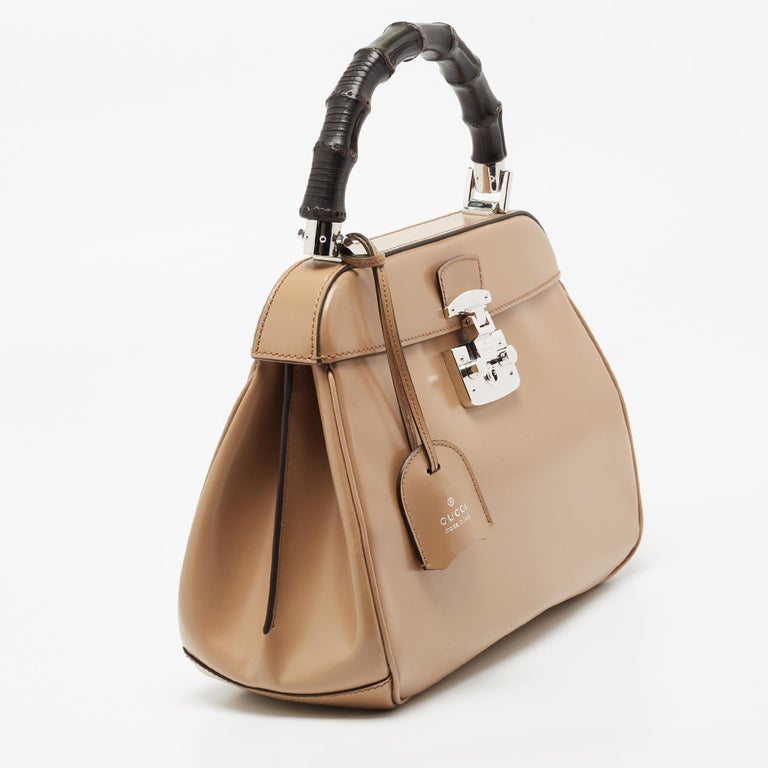 Gucci Beige Leather Lady Lock Bamboo Top Handle Bag at 1stDibs