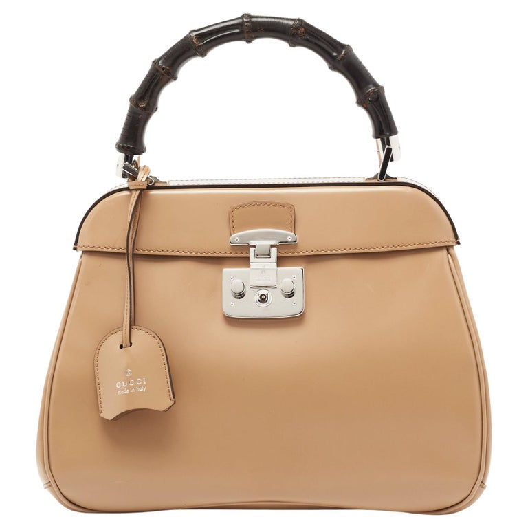 Gucci Beige Leather Lady Lock Bamboo Top Handle Bag at 1stDibs