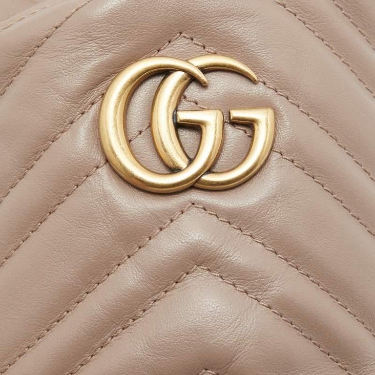 Gucci Beige Matelassé Leather Mini GG Marmont Torchon Bucket Bag For ...