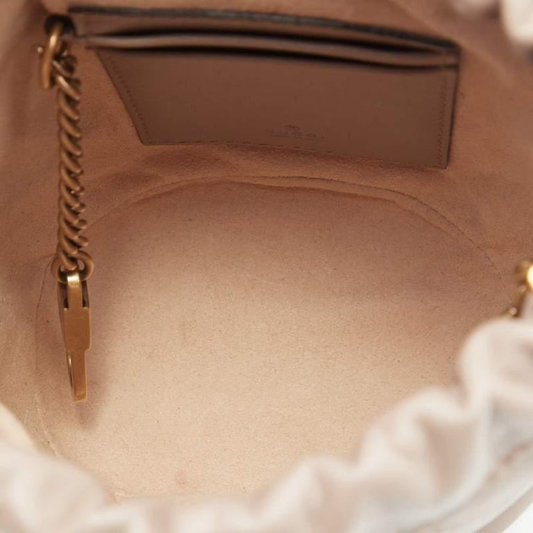 Gucci Beige Matelassé Leather Mini GG Marmont Torchon Bucket Bag For ...