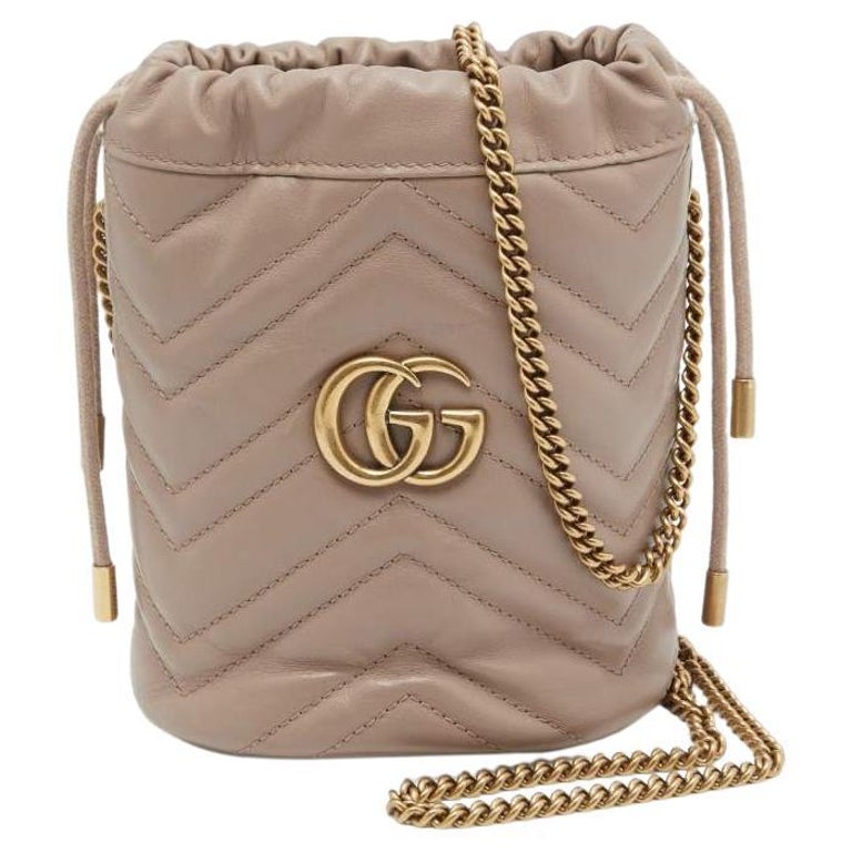 Gucci Beige Matelassé Leather Mini GG Marmont Torchon Bucket Bag For ...