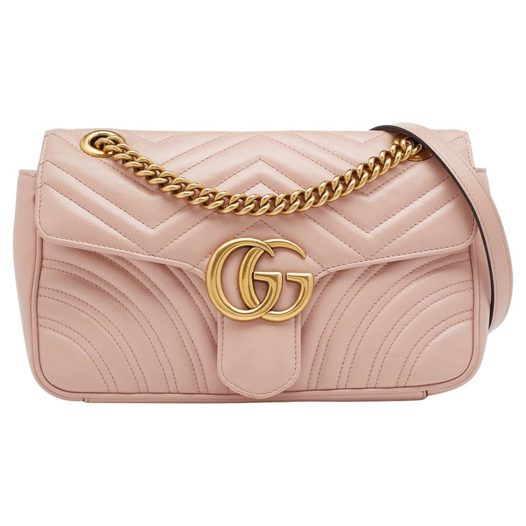 Gucci Beige Matelassé Leather Small GG Marmont Shoulder Bag at 1stDibs