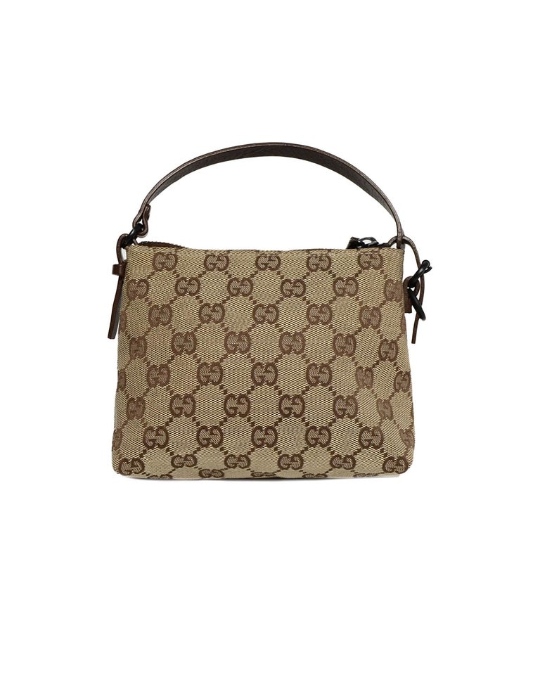 Gucci Beige Monogram Canvas Mini Handbag Bag For Sale at 1stDibs