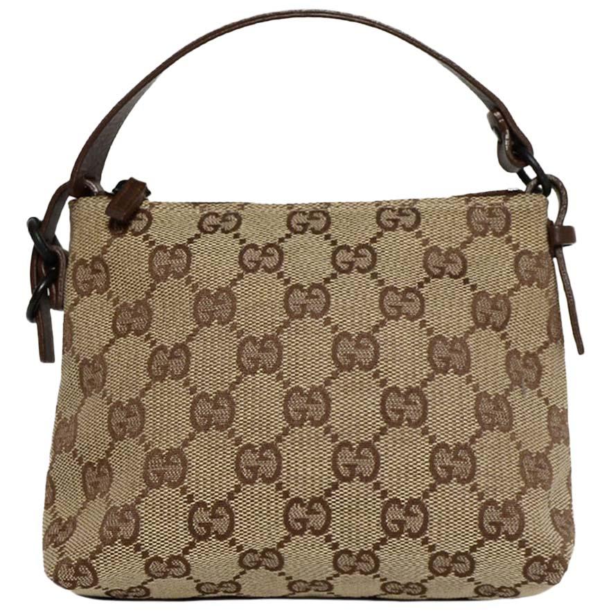 Gucci Beige Monogram Canvas Mini Handbag Bag For Sale at 1stDibs