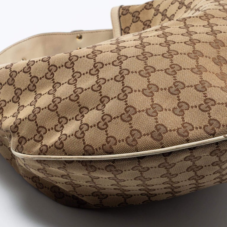 Gucci Beige/Off White GG Canvas and Leather Horsebit Catena Hobo For ...