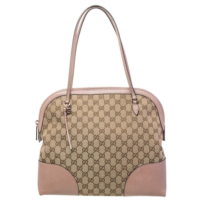 Gucci Beige/Old Rose GG Canvas and Leather Bree Shoulder Bag For Sale ...