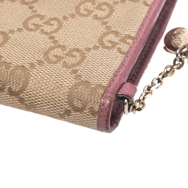 Gucci Beige/Pink GG Canvas Compact Wallet at 1stDibs | pink gucci wallet