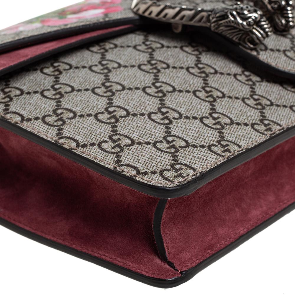 Gucci Beige/Pink GG Supreme Canvas and Suede Dionysus Blooms Print Belt ...