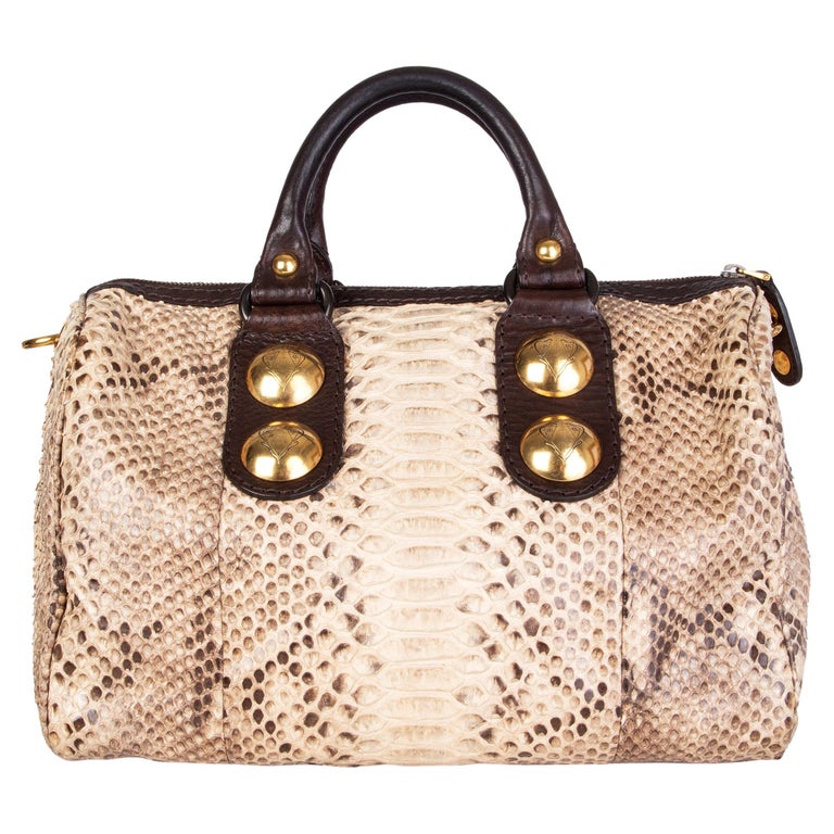 GUCCI beige PYTHON BABOUSHKA BOSTON Top Handle Bag For Sale at 1stDibs
