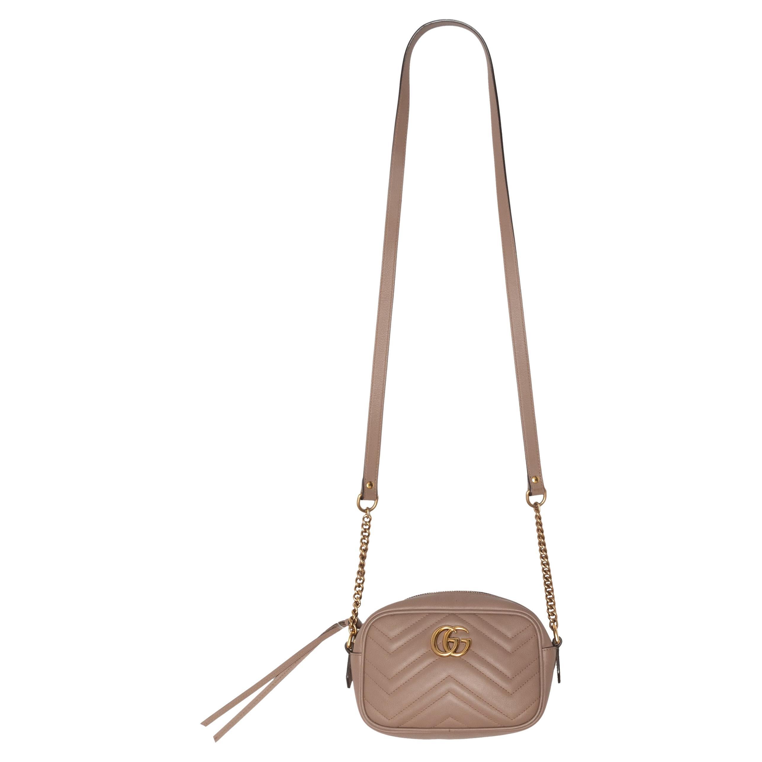 Gucci Beige Quilted Marmont Handbag For Sale at 1stDibs