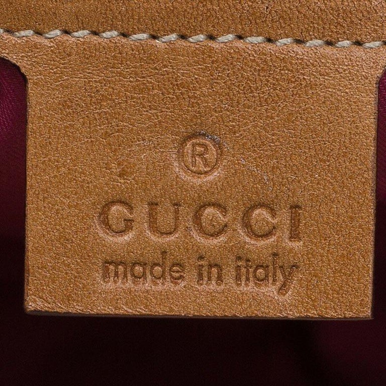 Gucci Beige Raffia Floral Print Bamboo Hobo at 1stDibs