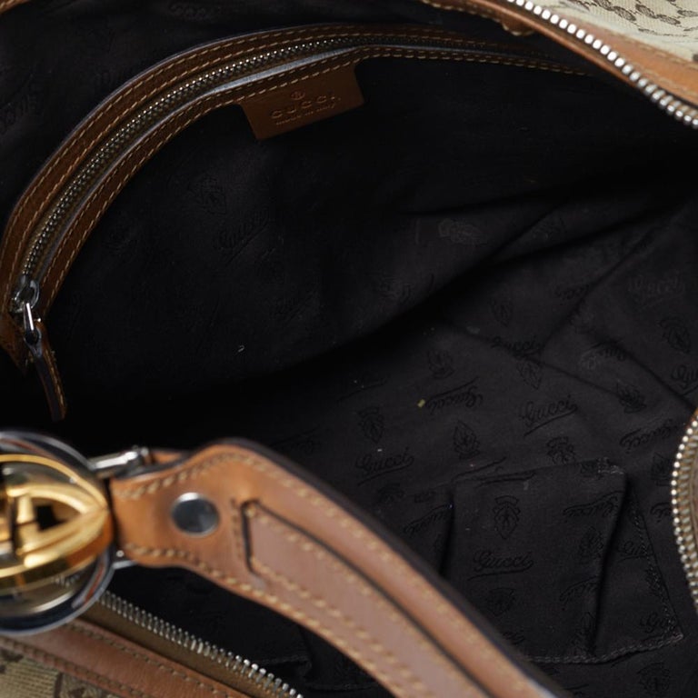 Gucci Beige/Tan GG Canvas and Leather Large GG Twins Hobo at 1stDibs