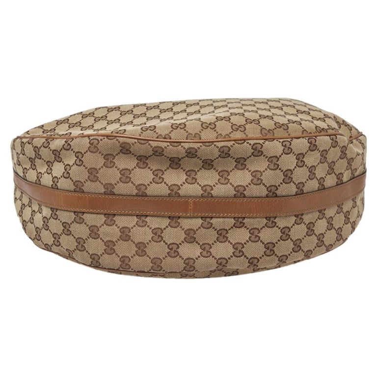 Gucci Beige/Tan GG Canvas and Leather Large GG Twins Hobo at 1stDibs