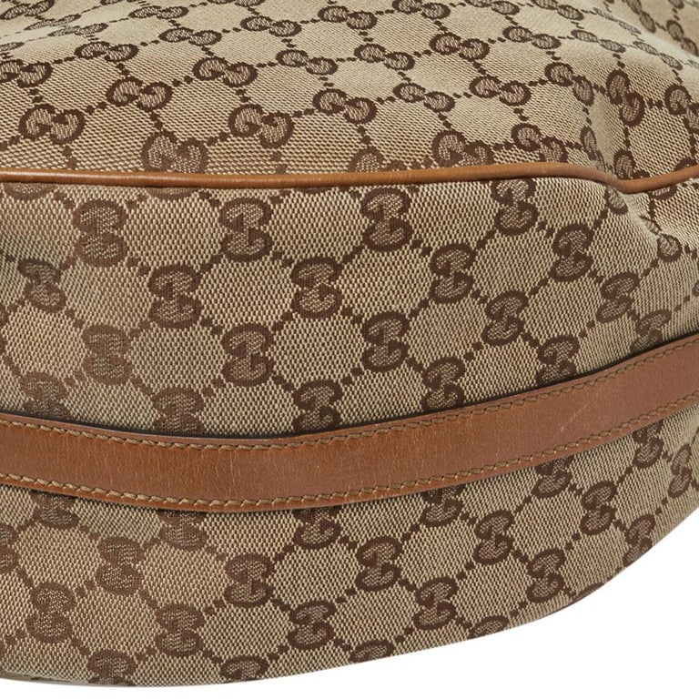 Gucci Beige/Tan GG Canvas and Leather Large GG Twins Hobo at 1stDibs