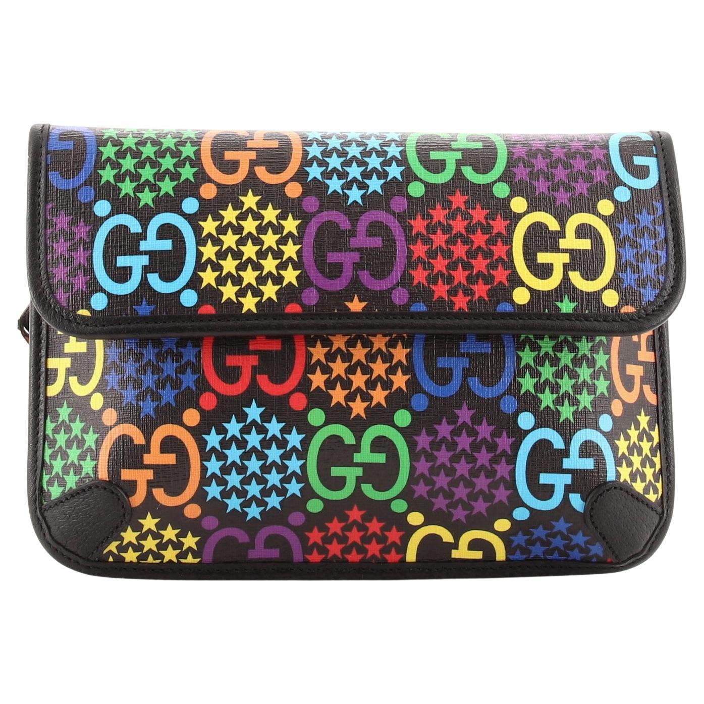Gucci Black Leather Monogram Signature Web Bi-Fold Wallet For Sale at ...