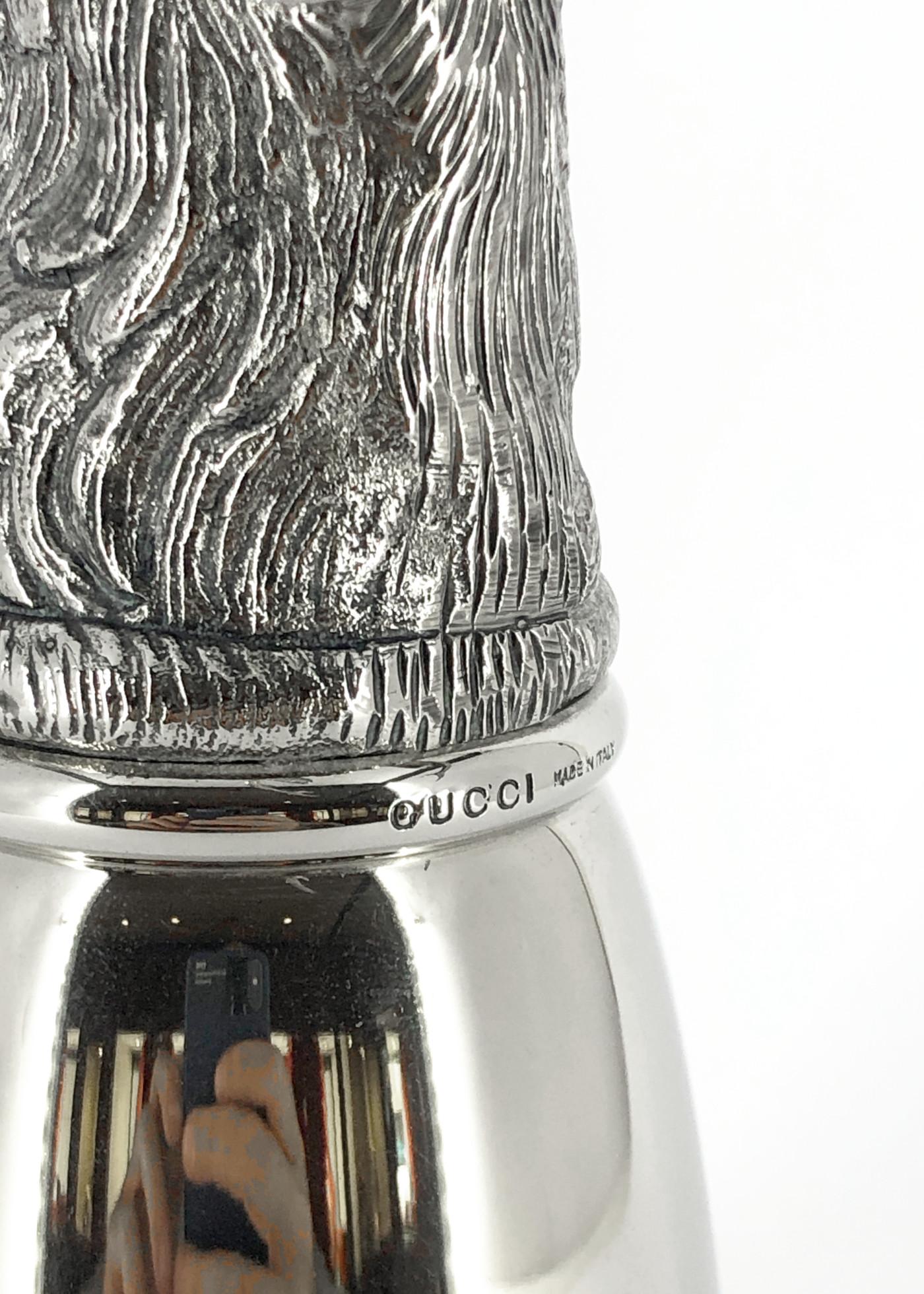 Gucci stirrup tumbler with silver-plated metal deer head For Sale at ...