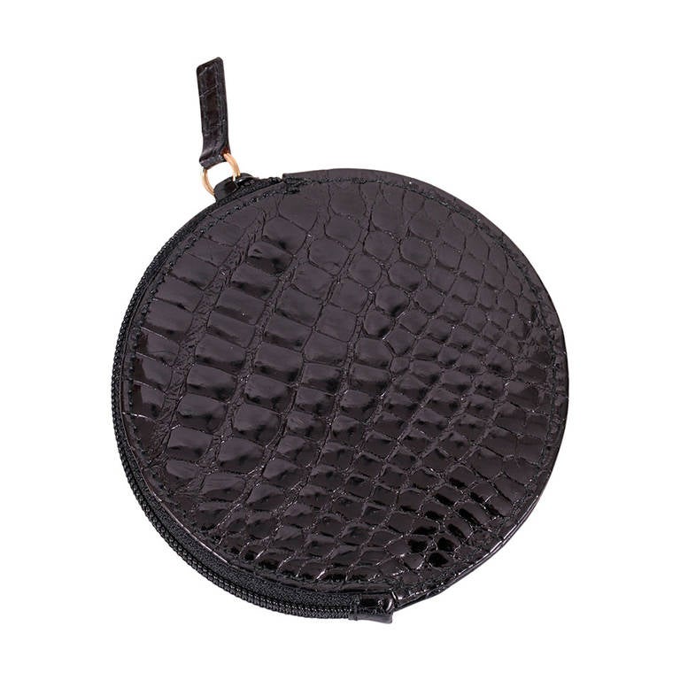 Gucci Round Zip Top Black Alligator Coin Purse, Never Used at 1stDibs ...