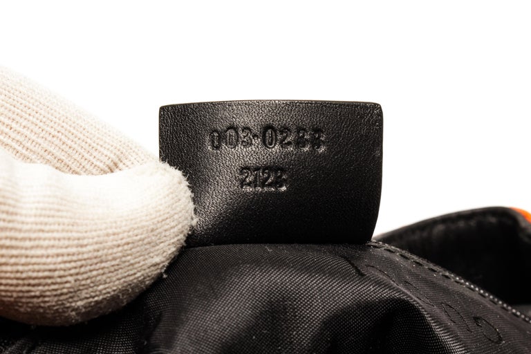 Gucci Black and Orange Leather Nylon Backpack For Sale at 1stDibs