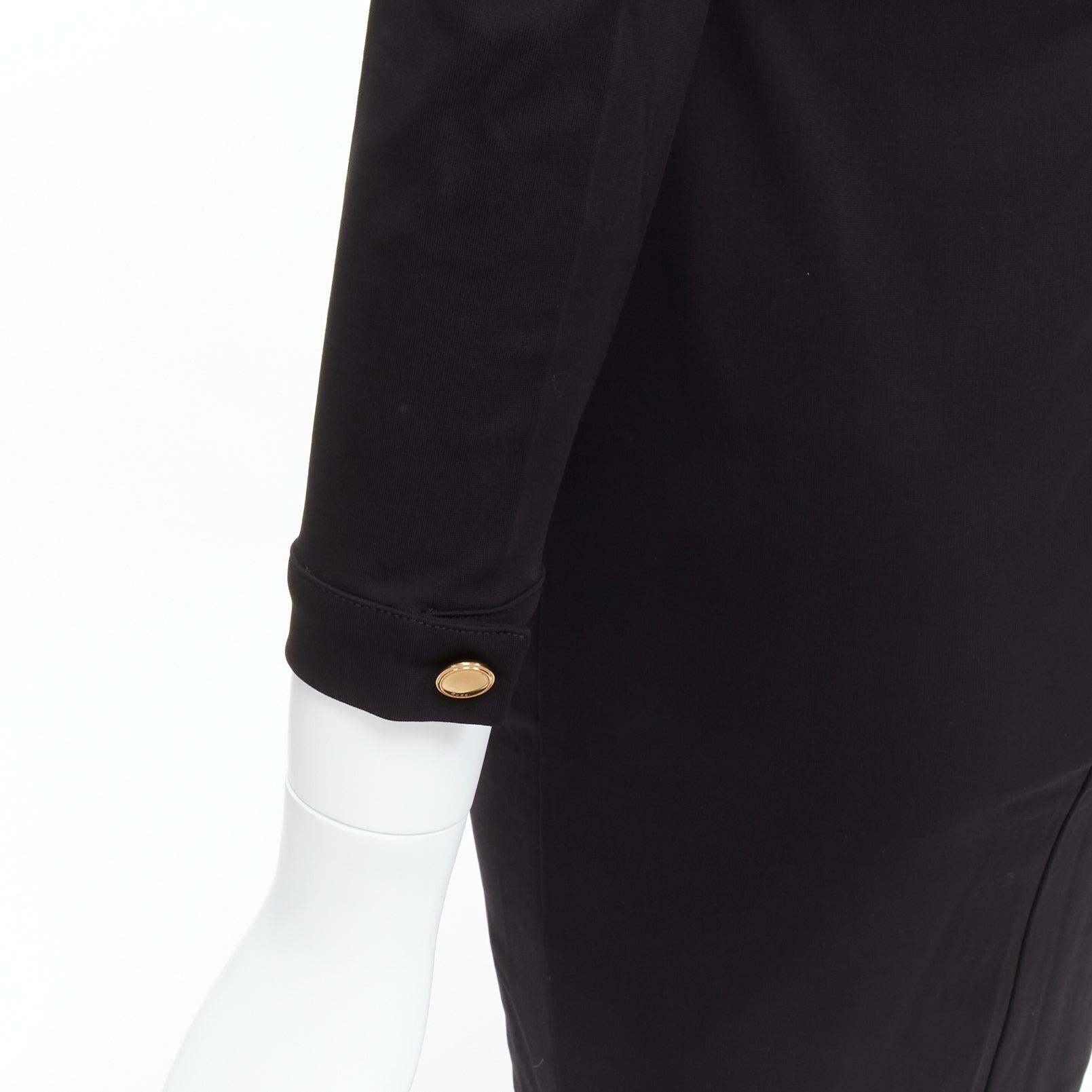 GUCCI black bateau collar cropped sleeves fitted shift dress IT36 XXS ...