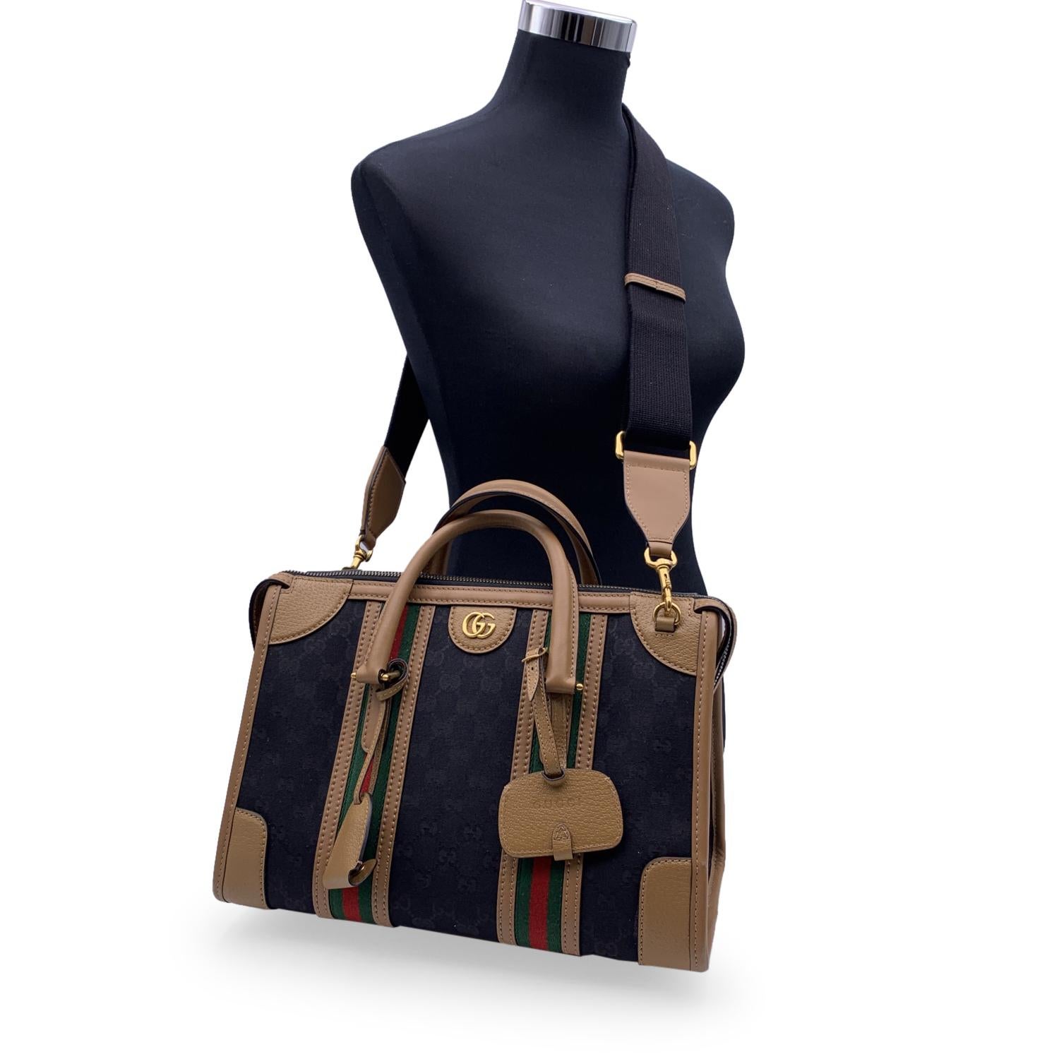 Gucci Black Canvas Medium Bauletto Duffle Top Handle Bag For Sale at ...