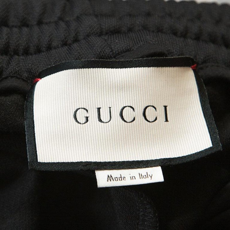 Gucci Black Cotton Jersey Web Striped Track Pants M at 1stDibs