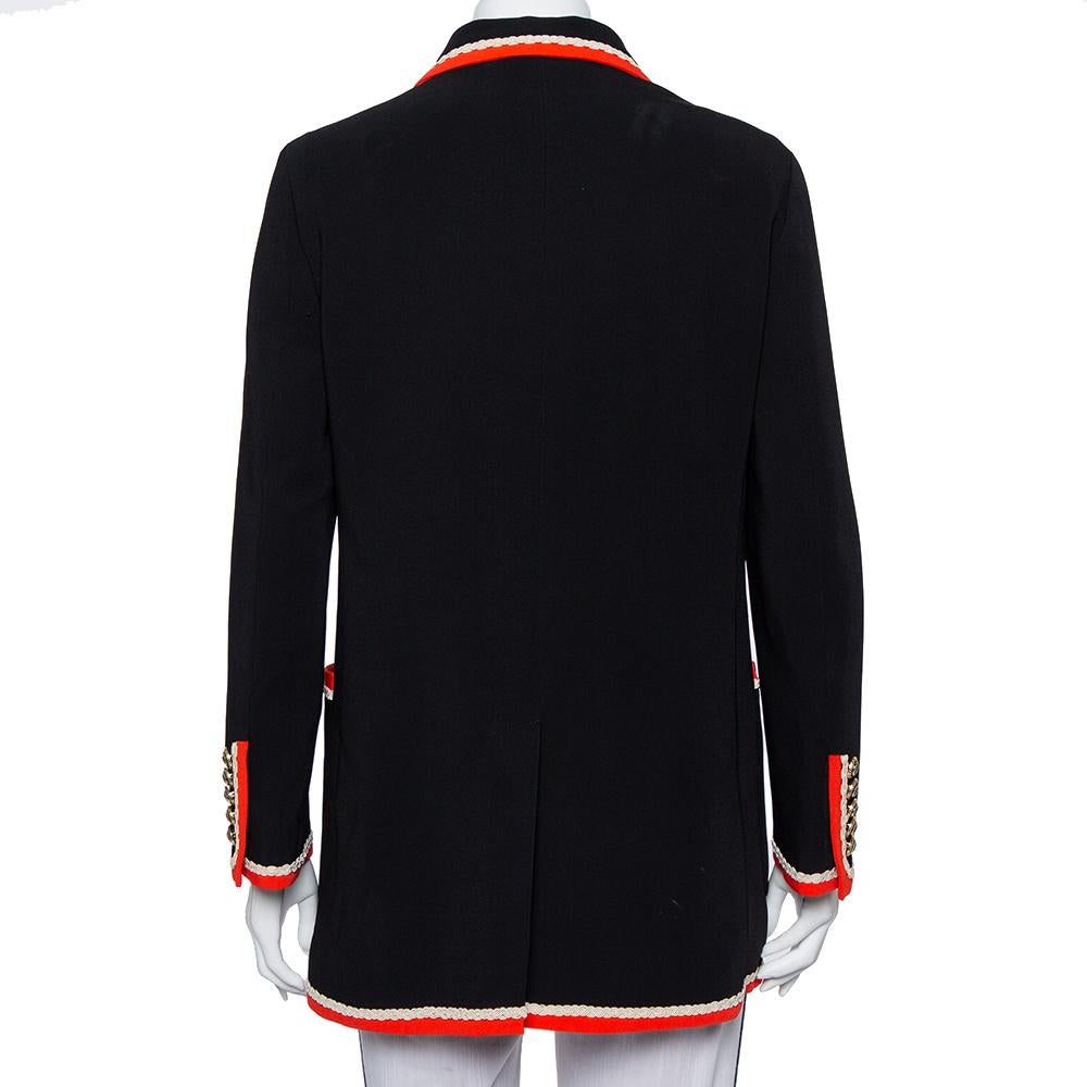 Gucci Black Crepe Fox Badge Contrast Trim Detail Blazer M at 1stDibs ...