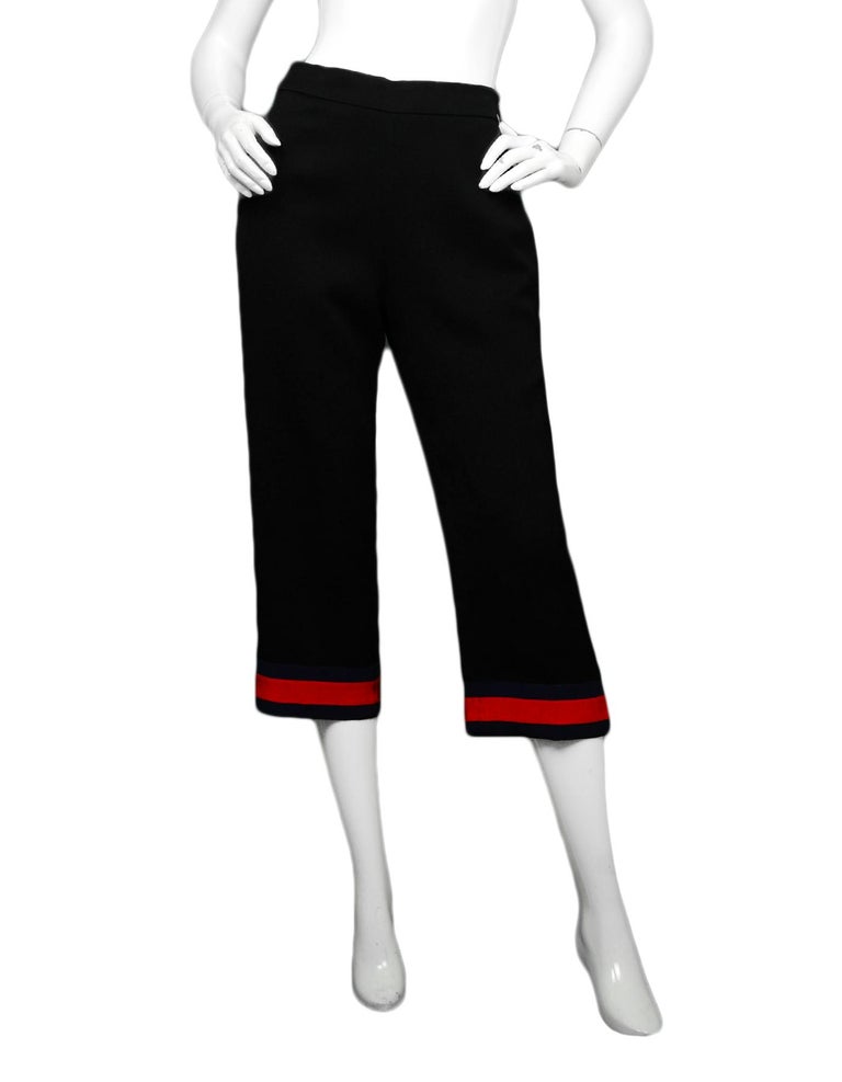 Gucci Black Cropped Pants with Red/Navy Web Trim sz IT38 For Sale at ...
