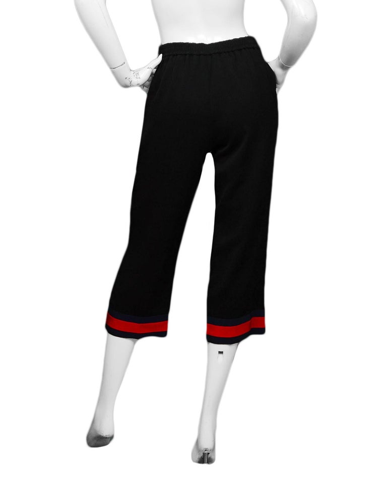 Gucci Black Cropped Pants with Red/Navy Web Trim sz IT38 For Sale at ...