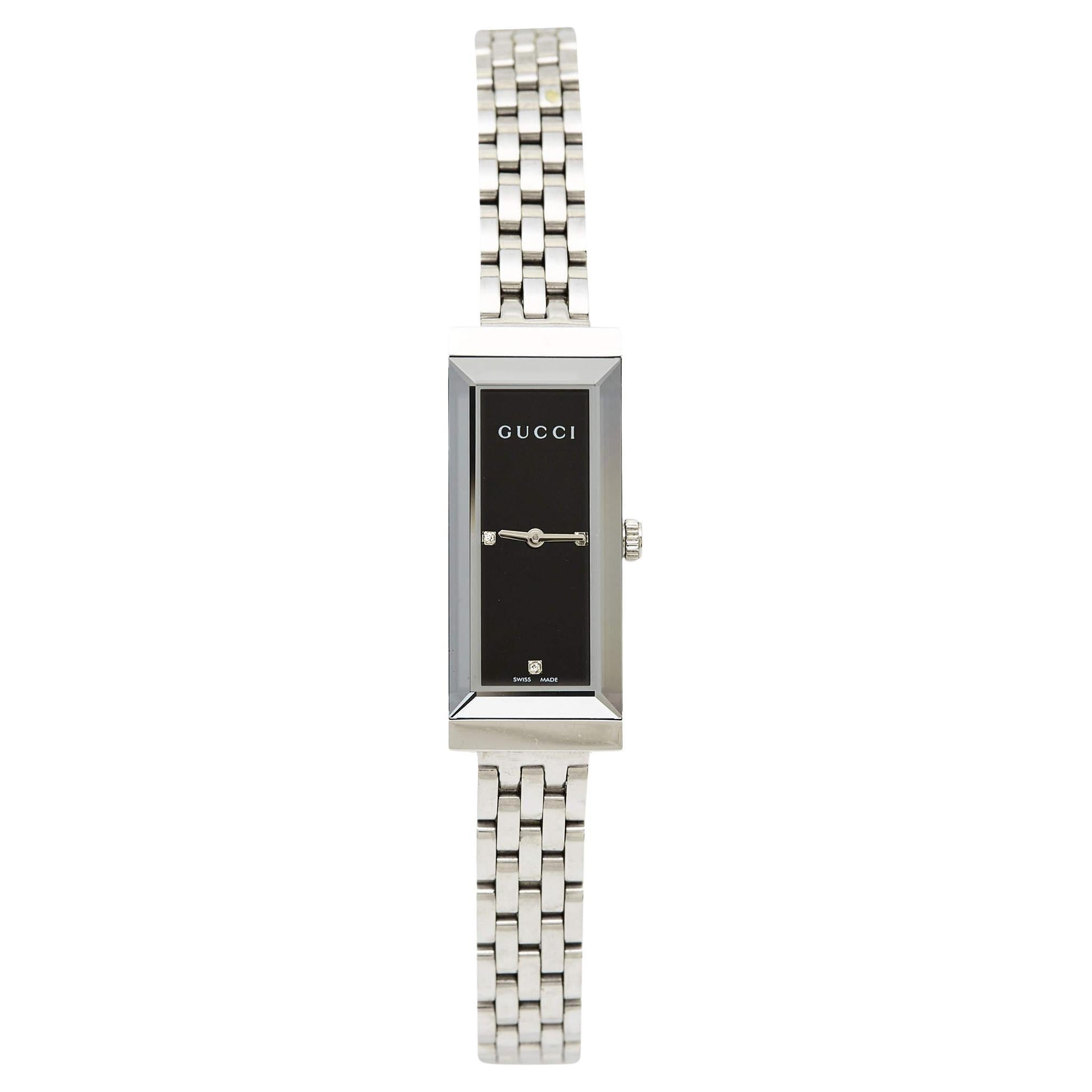 Gucci Black Diamond Stainless Steel G-Frame YA127504 Women's Wristwatch ...