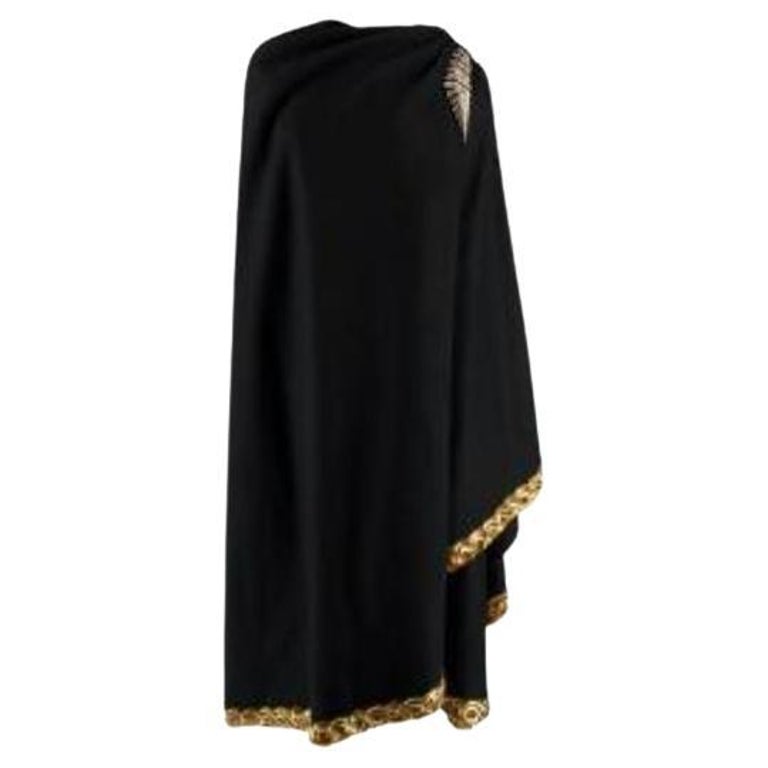 Gucci Black Embellished Gold Brooch Wrap Cape For Sale at 1stDibs