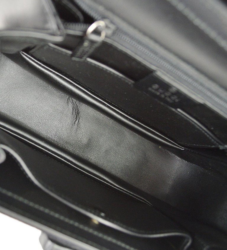 Gucci Black Felt Leather Top Handle Satchel Kelly Style 2 in 1 Shoulder ...