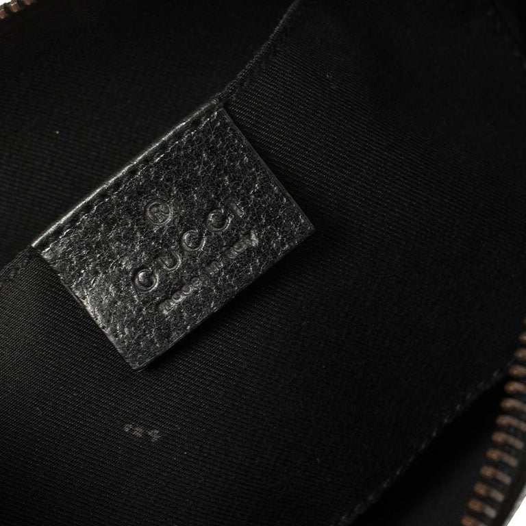 Gucci Black GG Canvas and Leather Bamboo Pochette Accessories at 1stDibs