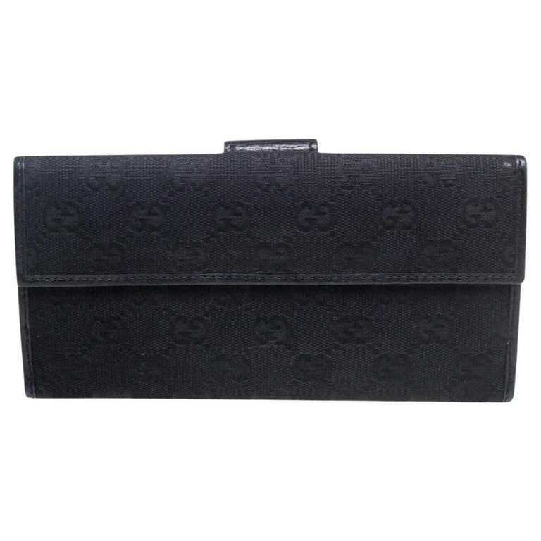 Gucci Black GG Canvas and Leather Continental Wallet at 1stDibs