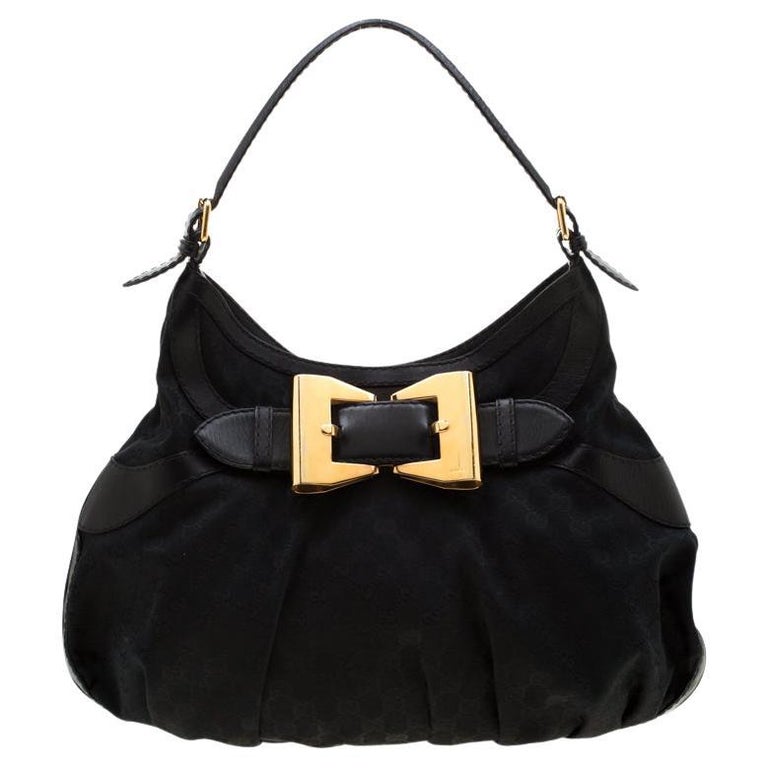 Gucci Black GG Canvas and Leather Queen Hobo at 1stDibs
