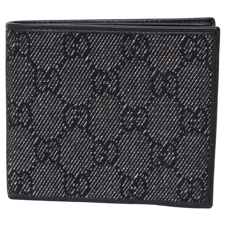 Gucci Black GG Canvas Leather Mens Bifold Wallet at 1stDibs