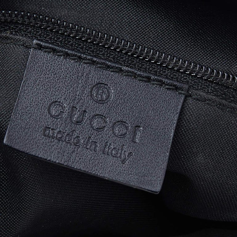 Gucci Black GG Print Suede And Leather Hobo For Sale at 1stDibs