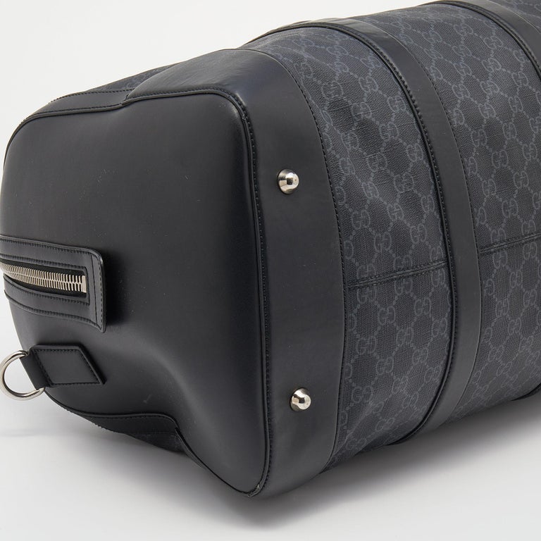 Gucci Black GG Supreme Canvas and Leather Medium Carry On Duffle Bag at ...