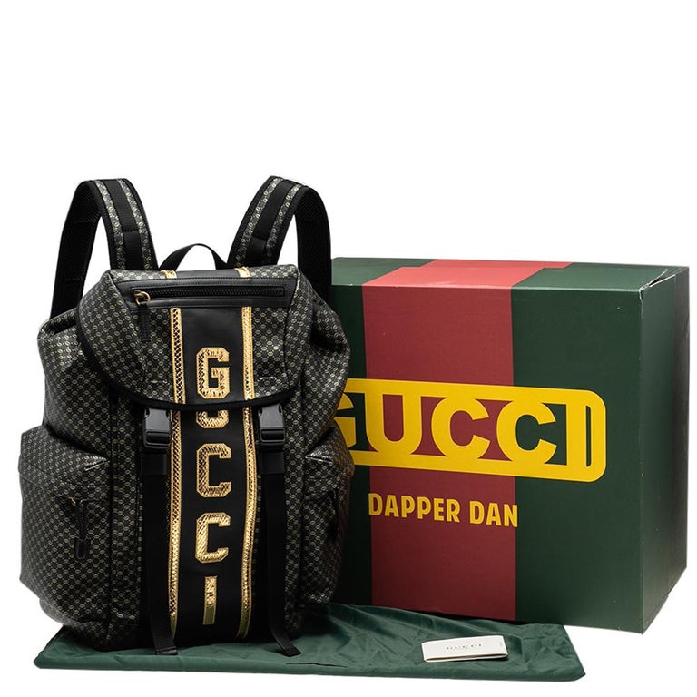 Gucci Black/Gold Interlocking GG Leather And Mesh Dapper Dan Backpack ...