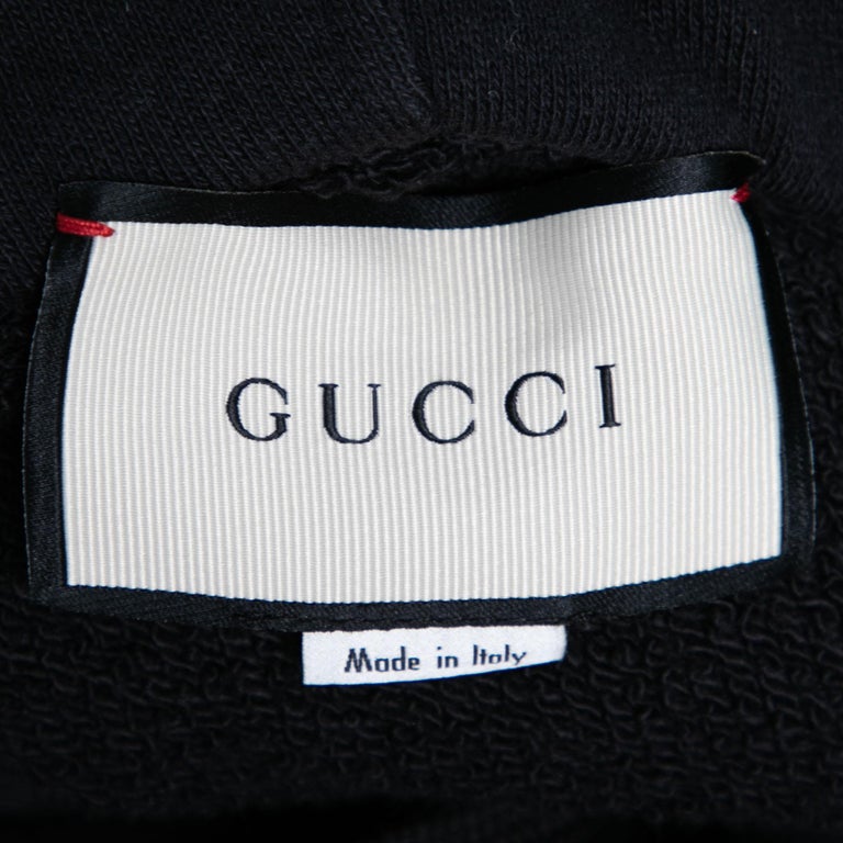 Gucci Black Guccify Wolf Embroidered Cotton Long Sleeve Hoodie M For ...
