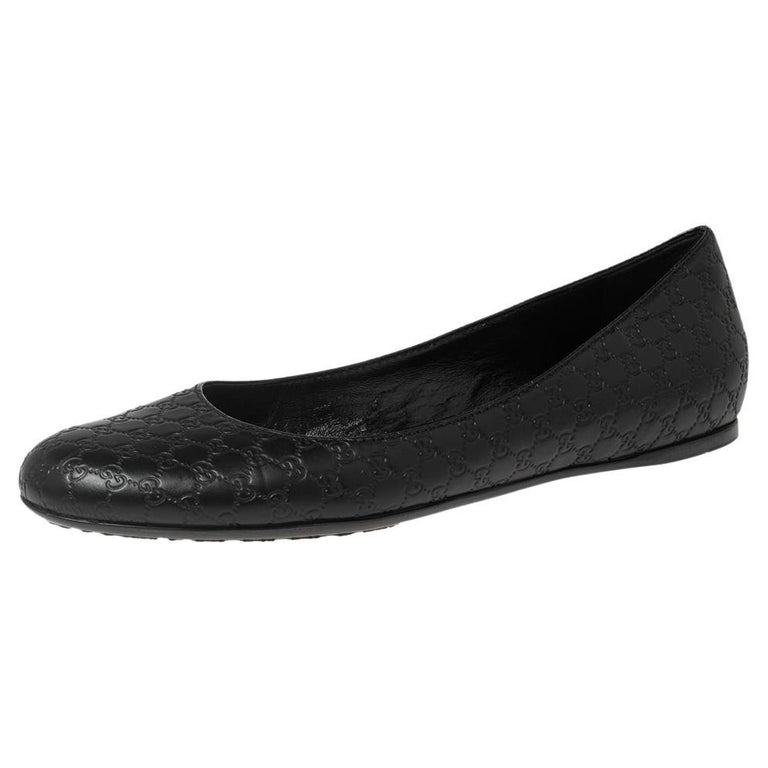 Gucci Black Guccissima Leather Ballet Flats Size 37 at 1stDibs